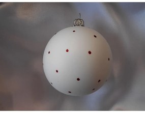 Vánoční koule 8 cm dekor tečky/airbrush SET/6ks - červené tečky