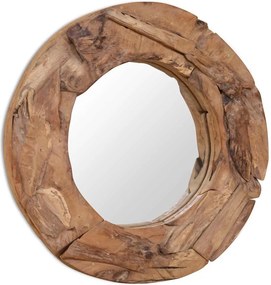 Dekorativní zrcadlo teak 60 cm kulaté 244560