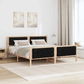 Rám postele s čelo Černá 180 x 200 cm Masivní borové dřevo 3394275