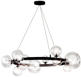 Toolight - závěsné svítidlo skleněné koule 15xG9 40W APP906-15CP, černá, OSW-04034