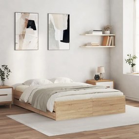 Rám postele se zásuvkami dub sonoma 150x200 cm kompozitní dřevo 3207268