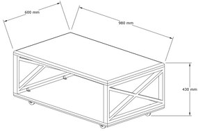 Designový konferenční stolek Kabira 98 cm ořech