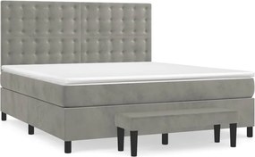 Box spring postel s matrací světle šedá 180x200 cm samet 3138097