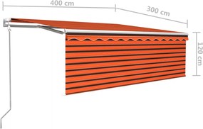 vidaXL Marketos Automatická markýza roleta LED senzor větru 4x3 m oranžovohnědá