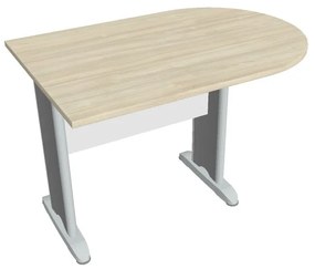 Stůl jednací oblouk 120 cm - Hobis Cross CP 1200 1 Dekor stolové desky: akát, Dekor lamino podnože: bílá, Barva nohou: Stříbrná