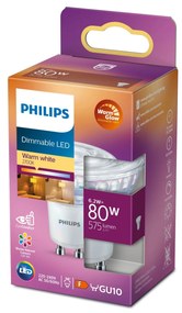 Philips 8718699774097 led žárovka 1x6,2w | gu10 | 575lm | 2200-2700k - warm glow, bodová, stmívatelná, eyecomfort