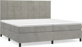 Box spring postel s matrací světle šedá 200x200 cm samet 3143043