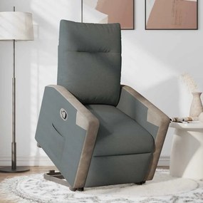 Zvedací polohovací křeslo tmavě šedé textil 3324091
