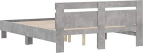 Rám postele s čelem betonově šedý 140 x 190 cm kompozitní dřevo 3207437