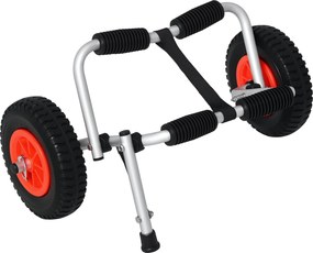 Skládací transportní vozík HOMCOM na kajak - Nosnost 75 kg, univerzální, s koly pro kanoe, rozměry 57.5x33x24 cm, stříbrný | Aosom