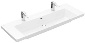 Villeroy & Boch Subway 3.0 - Dvojumyvadlo 130x48 cm, s přepadem, otvory pro baterie, alpská bílá 4A70D401