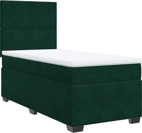 Box spring postel s matrací tmavě zelená 90x200 cm samet 3293107