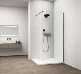 Polysan Esca - Sprchová stěna Walk-In 100x210 cm, Antidrop, sklo čiré/měď mat ES1010-09