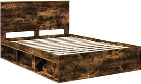 Rám postele Kouřový dub 140 x 190 cm Masivní borové dřevo 3409349