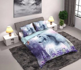 Bavlněné povlečení 160x200 Jednorožec perkál 8770 Jednorožec pony levandule fialová mládež Faro