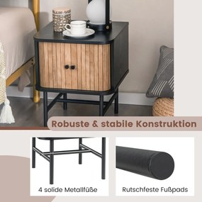 Costway Noční stolek s posuvnými dveřmi s úložným prostorem – 40 × 39 × 49 cm