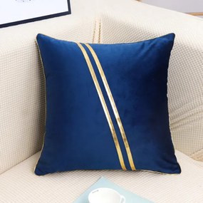Luxusní povlak na polštář se zlatými příčnými pruhy Barva: tmavě modrá
