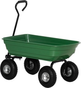 Zahradní vozík Outsunny s ocelovou konstrukcí a pneumatikami, měkký úchop, nosnost 250 kg, 108x52x100 cm, zelená | Aosom