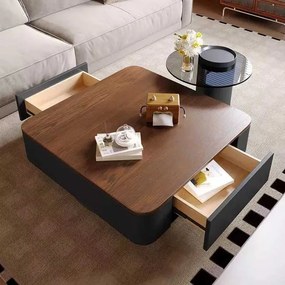 LuxuryForm DESIGN Konferenční stolek MODENA 80 × 80 cm - hnědý, černý (set)