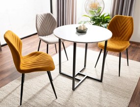 Kulatý jídelní stůl Alto 80 cm bílý mramor/černý