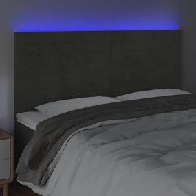 Čelo postele s LED tmavě šedé 200x5x118/128 cm samet 3122631