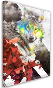Obraz na plátně Vlk Barevné abstraktní - 40x60 cm
