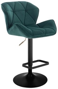 LuxuryForm DESIGN Barová židle MILANO VELUR na černé kulaté podstavě - zelená