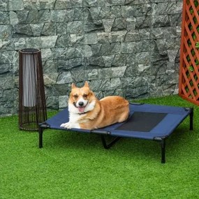 PawHut psí lehátko, venkovní psí sofa, pelíšek pro domácí mazlíčky, místo na spaní, kočičí postel, psí postel, 92 x 76 x 18 cm, černá+modrá