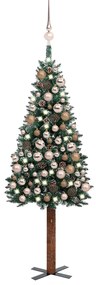 Úzký vánoční stromek s LED a sadou koulí zelený 150 cm,  3077863 HangarStore.cz