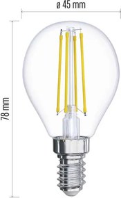Emos lighting LED žárovka Filament Mini Globe 6W E14 teplá bílá