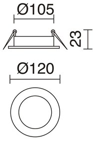 Indeluz 599A-L3306A-01 stropní LED svítidlo do podhledu Gia, kulaté, bílé, 6W, 4000K, 110°, ø12cm, IP23