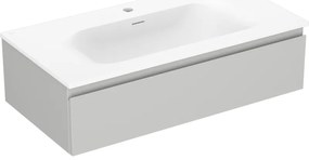 Mexen Orio koupelnová skříňka 90 cm s umyvadlem Vela, 1 zásuvka, šedá matná/bílá matná - 91A10-09023-1-BF62-W23M01