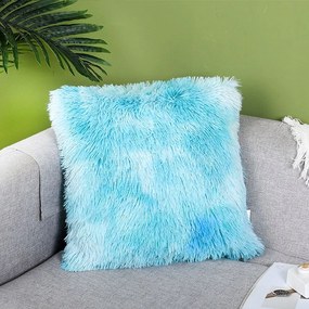 Moderní povlak na polštářek s dlouhým chlupem v batikovaném vzhledu Barva: modrá