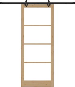 Posuvné dveře Přírodní 93 x 232 cm Masivní borové dřevo a sklo 3332319
