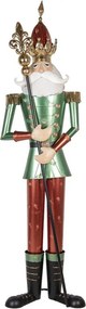 Veliká červeno-zelená kovová socha Louskáček Nutcracker - 64*48*235 cm