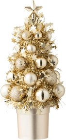 Zlatá vánoční dekorace stromeček s ozdobami Chrism Bauble – 10*10*20,5 cm