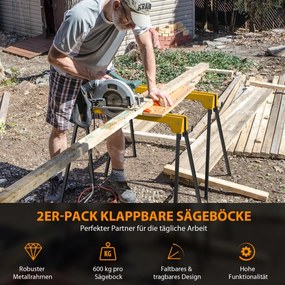 Costway 2 Pack Skládací pila Horses Kompaktní stojan na elektrické nářadí Balení
