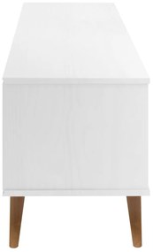 TV stolek MOLDE bílý 158 x 40 x 49 cm masivní borové dřevo - Default Title