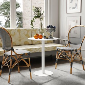 HOMCOM Jídelní Stůl, Kulatý Kuchyňský Stůl pro 2 Osoby, Moderní Jídelní Stůl do Obývacího Pokoje, Zahrady, Ocel, Ø60 x 72 cm, Bílý