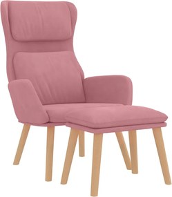 Relaxační křeslo se stoličkou růžové samet 3097824