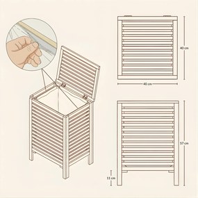 Bambusový koš na prádlo s víkem a vyjímatelným pytlem LUND, 60 l