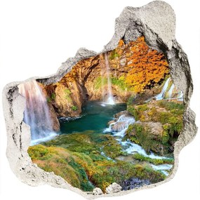 Wallmuralia Samolepící díra na stěnu Vodopád podzim 75x75 cm