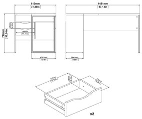 Psací stůl Function Plus 80118 bílá/beton
