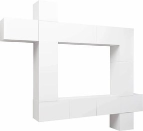 9dílný set TV skříněk bílý kompozitní dřevo 3078738