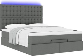 Osmanský rám postele s matrací tmavě šedá 140x200cm textil 3314177