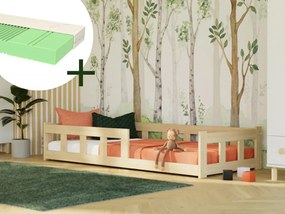 Benlemi Nízké jednolůžko FENCE 4v1 se zábranou 120x200 cm + matrace ADAPTIC Zvolte barvu: Petrolejová, Zvolte zábranu: S jednou zábranou vpravo