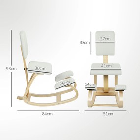 HOMCOM Ergonomická kolenní židle, kolenní stolička, zdravotní židle pro domácnost, kancelář, meditaci, krémová
