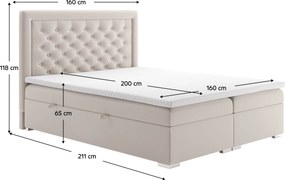 Postel boxspring, krémová, 160x200, DORMAN