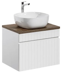 Závěsná skříňka Iconic Smile s deskou a umyvadlem 60 cm bílá/dub santa fe vintage
