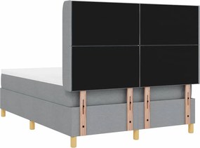 Postel s boxspringem s čelo Světle šedá 140 x 190 cm textil 3341889